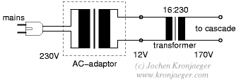 Jochen's High Voltage Page : Simple cascade